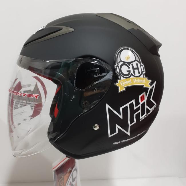 Jual Terbaik!!-157 HELM NHK HALF FACE NHK R6 NHK R-6 SOLID BLACK DOFF ...