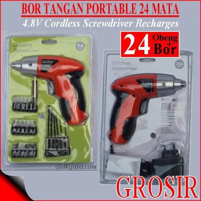 Jual Mesin Bor Tangan Portable 24 Mata Cordless Screwdriver Set 4.8V ...