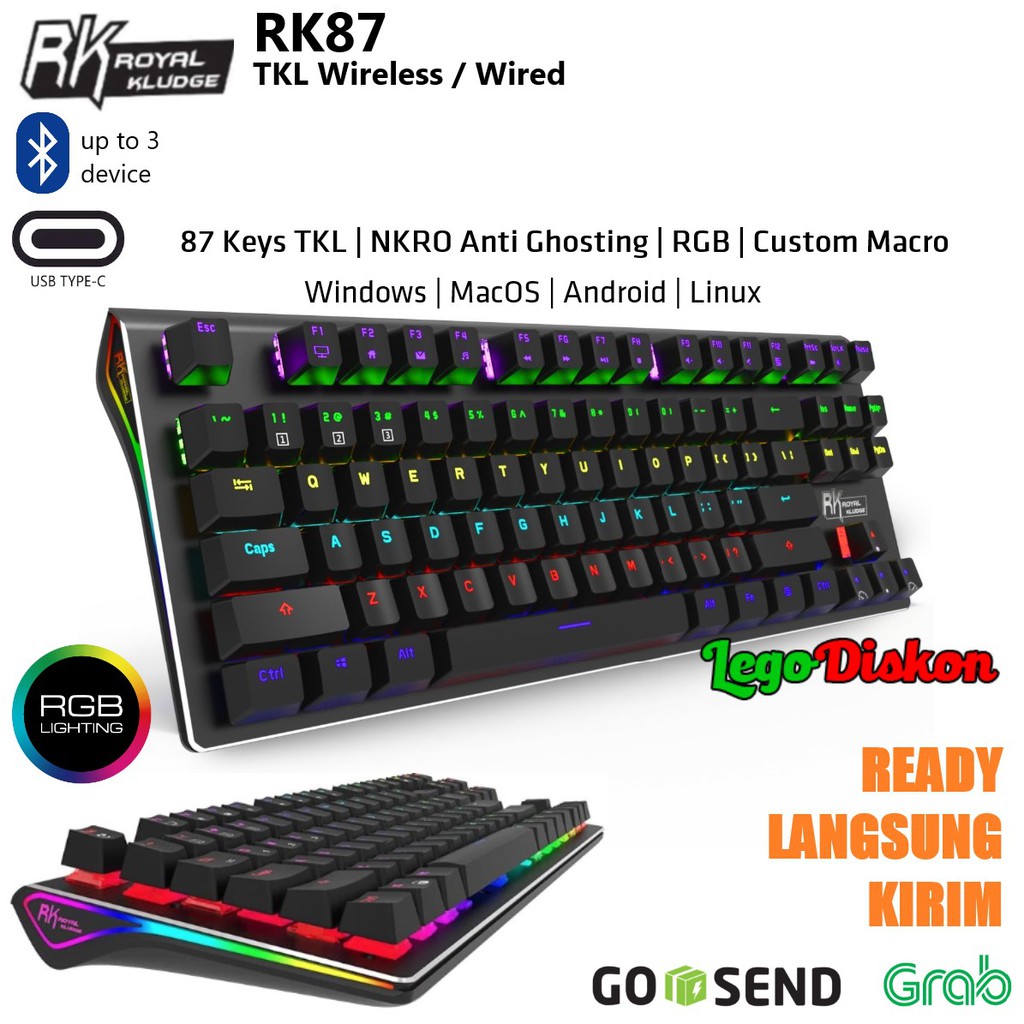 Jual ROYAL KLUDGE RK G87 TKL Wired Wireless RGB Mechanical Keyboard | Shopee Indonesia