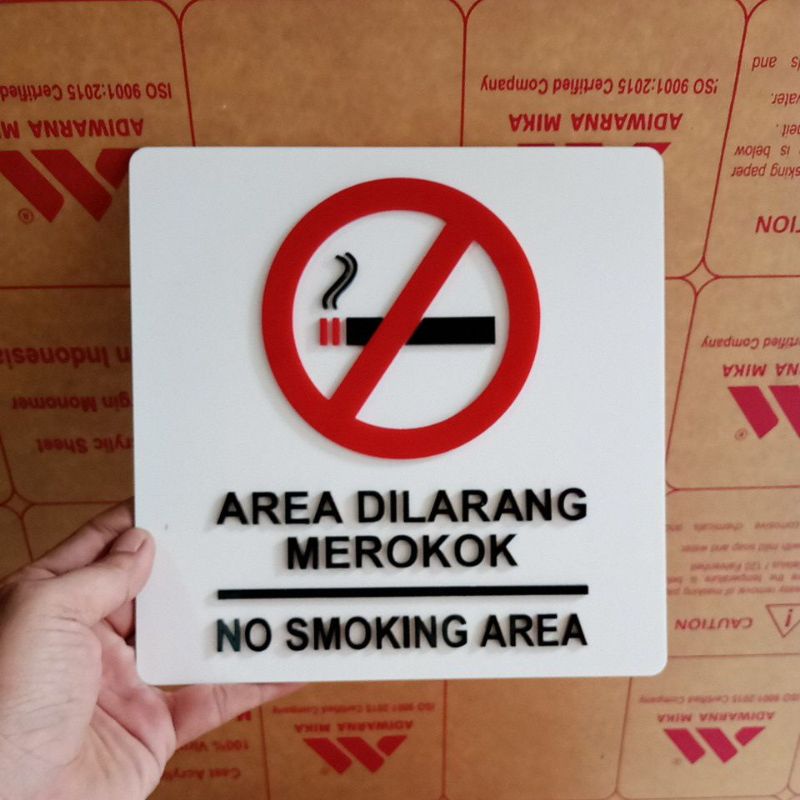 Jual Area Dilarang Merokok Sign In Label Acrylik Timbul | Shopee Indonesia