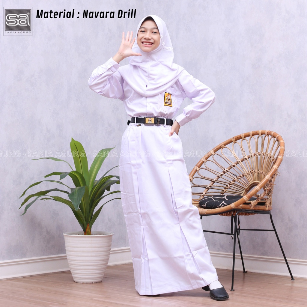 Jual ROK SMP MTS Rok Seragam Sekolah Panjang Belah 2 Biru OSIS Putih ...