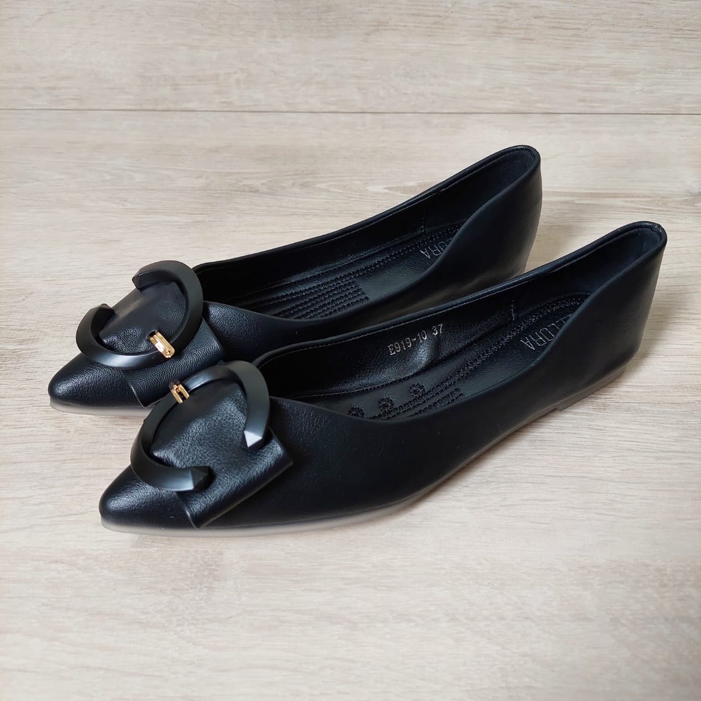 Jual ELLORA E919-10 Sepatu Wanita Kerja Flat Shoes Import | Shopee ...