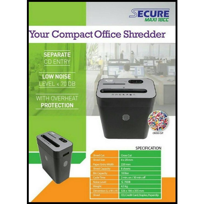 Jual Secure Maxi 18 Cc Cross Cut - Paper Shredder/Mesin Penghancur ...