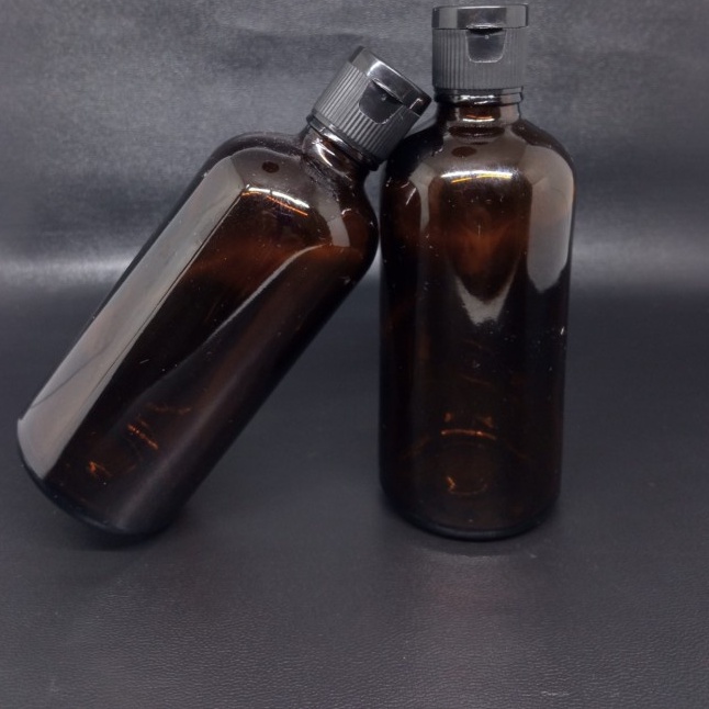 Jual botol kaca amber 100ml tutup fliptop hitam | Shopee Indonesia