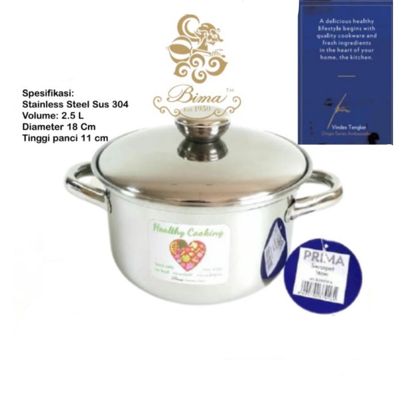 Jual Bima Panci + Tutup Prima Panci Saus Saos Saucepot Stainless steel ...