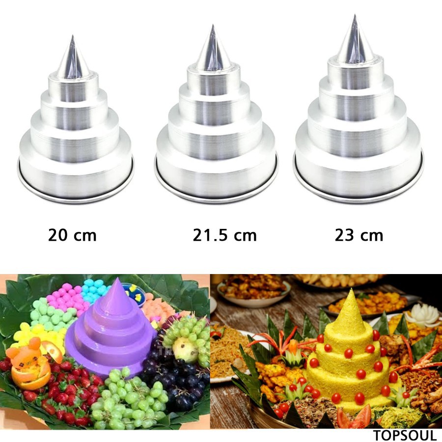 Jual Cetakan Tumpeng Susun 5 Loyang Alumunium Kue Puding Cake 20 21,5 ...