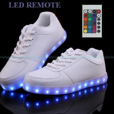 Jual [COD] Sepatu LED Import Putih Polos - LED Shoes Hitam - Sepatu ...
