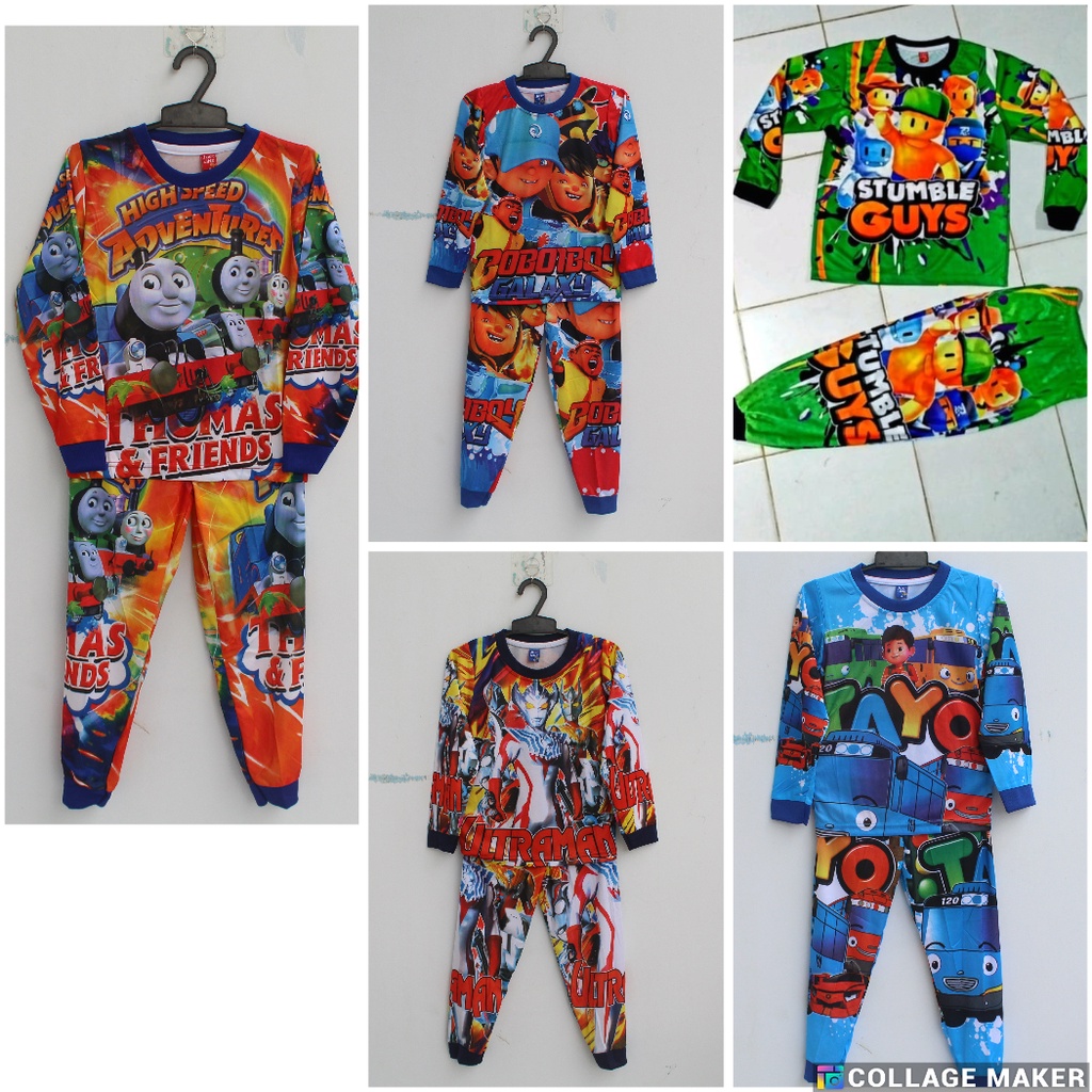 Jual Setelan tayo/thomas /boboi boy/ultraman/baju tidur piyama tayo ...