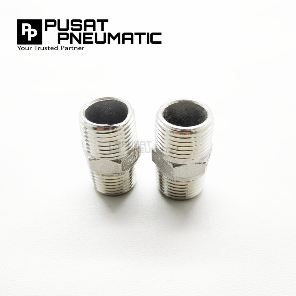 Jual Double nepel stainless steel 304 1/4" (inch) | Shopee Indonesia