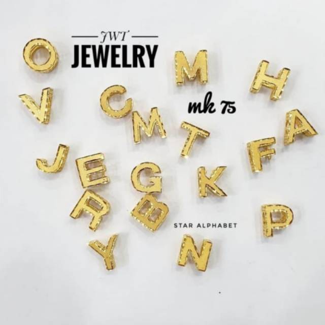 Jual LIONTIN EMAS 75% HURUF B STAR ALPHABET | Shopee Indonesia