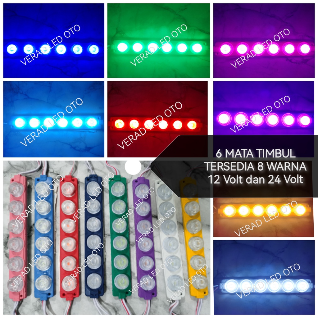 Jual Lampu Led kolong variasi truk mobil motor 6 mata jumbo timbul besar 3030 6W 12V 24V 12 Volt ...