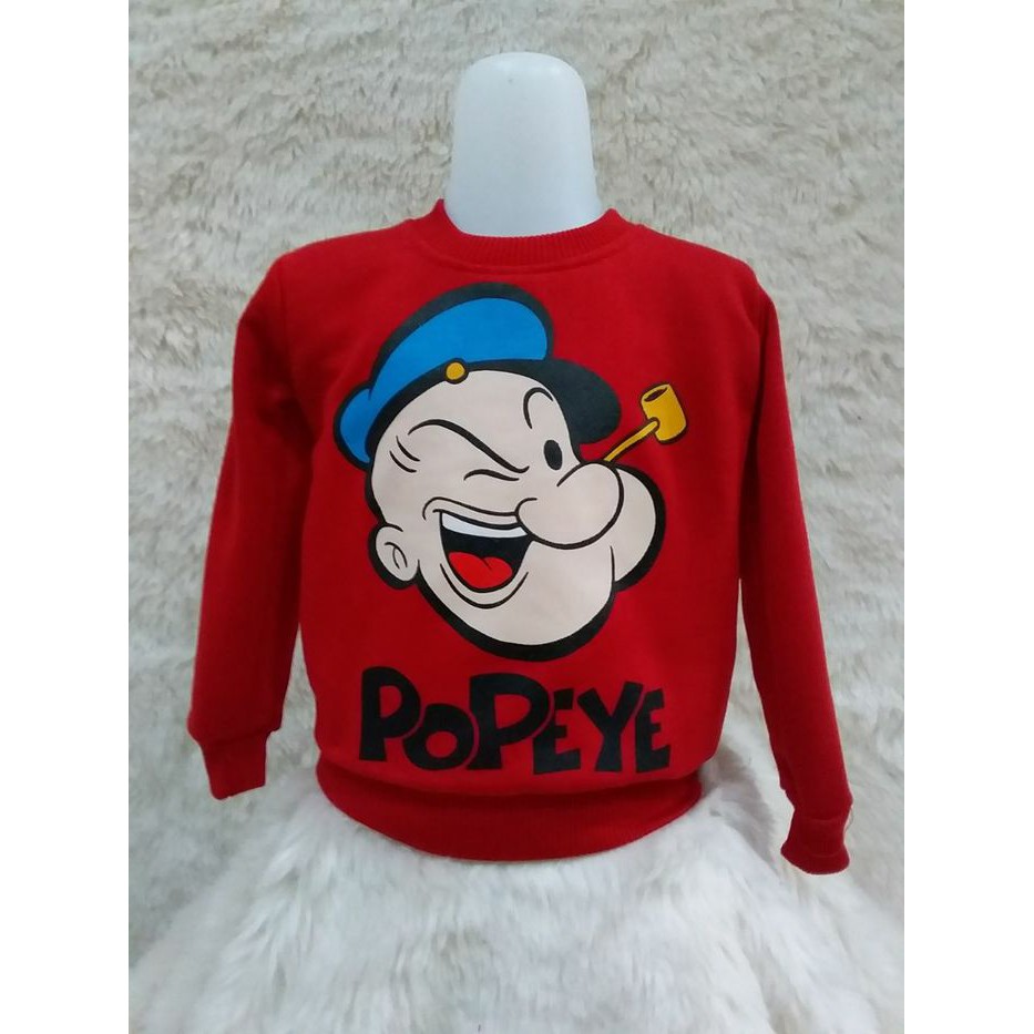 Jual Sweater Anak Laki Popeye Merah || Sweater Anak Gambar Popeye Merah ...