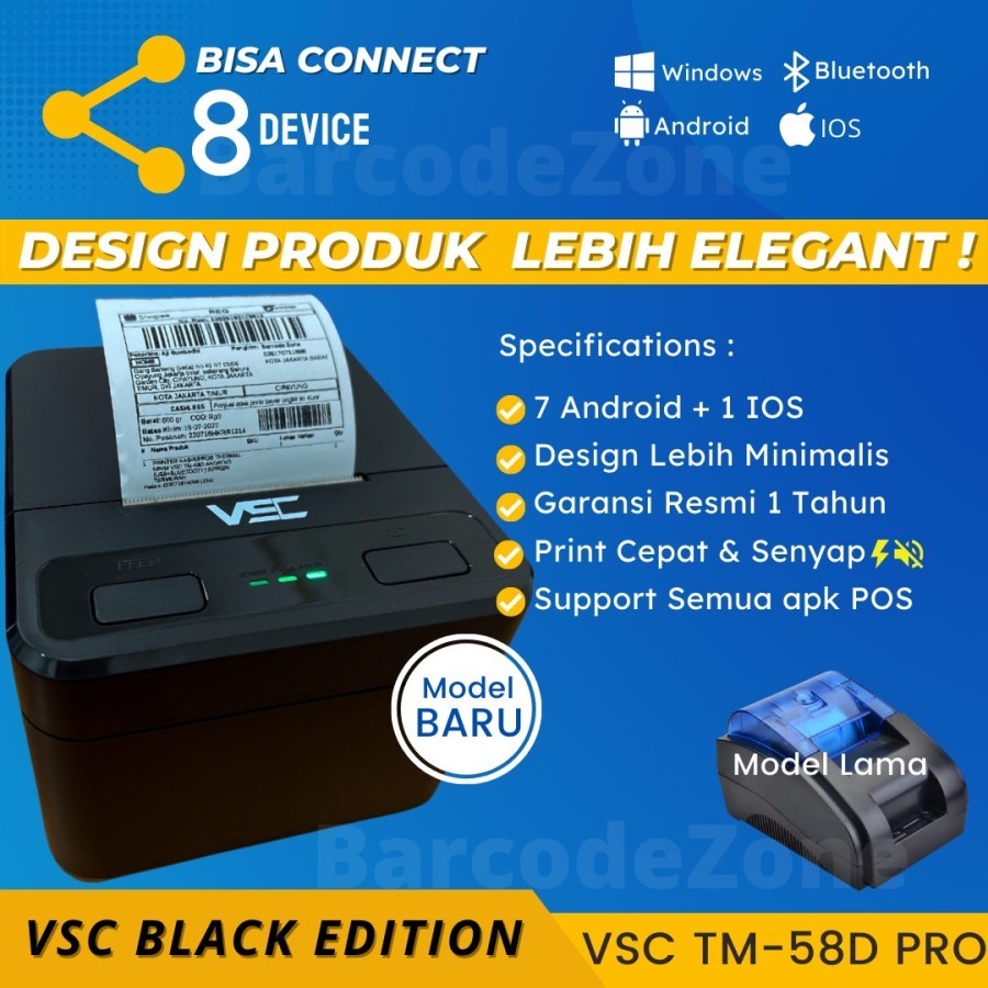 Jual PRINTER thermal BLUETOOTH VSC TM-58D PRO 58mm Hitam MOKAPOS PDF ...