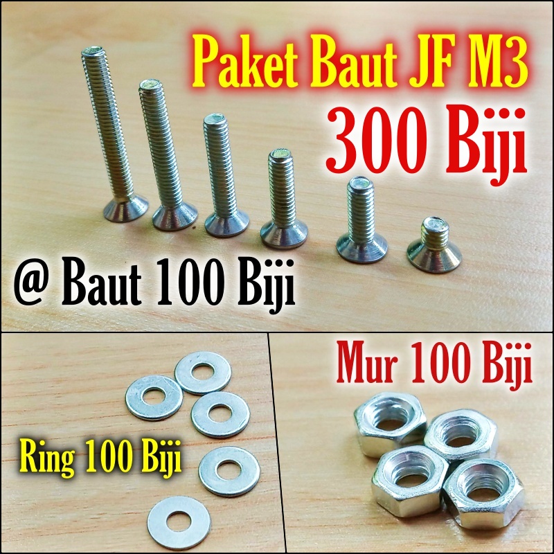 Jual 100Pcs Paket Mur Ring Baut JF M3 x 6 10 12 15 20 30 CuterSink countersunk Countersink ...