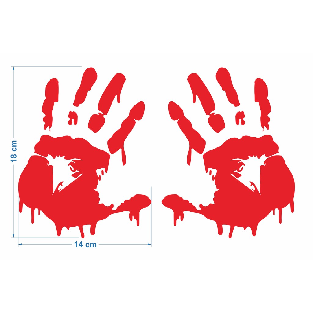 Jual Sticker Cutting Stiker Telapak Tangan Darah Tapak Berdarah Blood ...