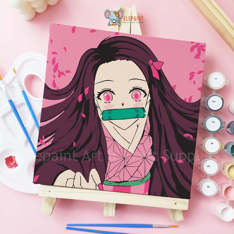 Jual Paint By Number 20x20cm Anime Demon Slayer Nezuko DIY Painting Kit ...