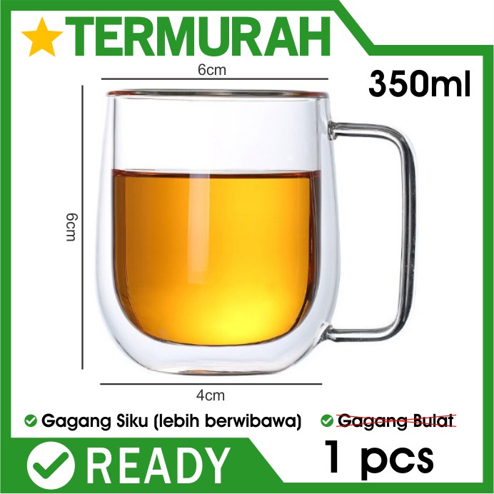 Jual Double Wall Coffee Glass Kaca Gelas Mug Kopi cangkir lilin insulated 2 lapis 2lapis layer ...