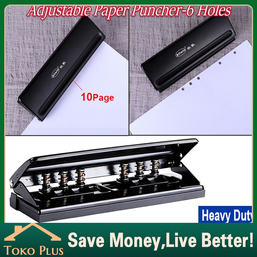 Jual Adjustable Pembolong Kertas 6 Hole Punch 5.5mm Perforator Alat Pelubang Utk A4 A5 B5 ...