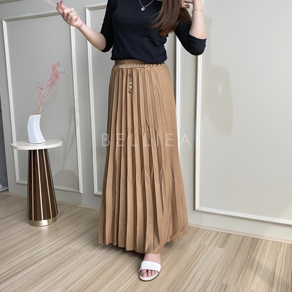 Jual Rok Plisket Panjang Wanita Import Impor Premium High Quality Jumbo Muslim Muslimah Jumbo ...