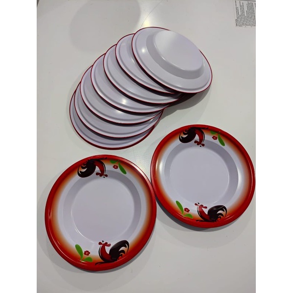 Jual piring enamel/piring seng ayam jago/piring seng lusinan | Shopee ...