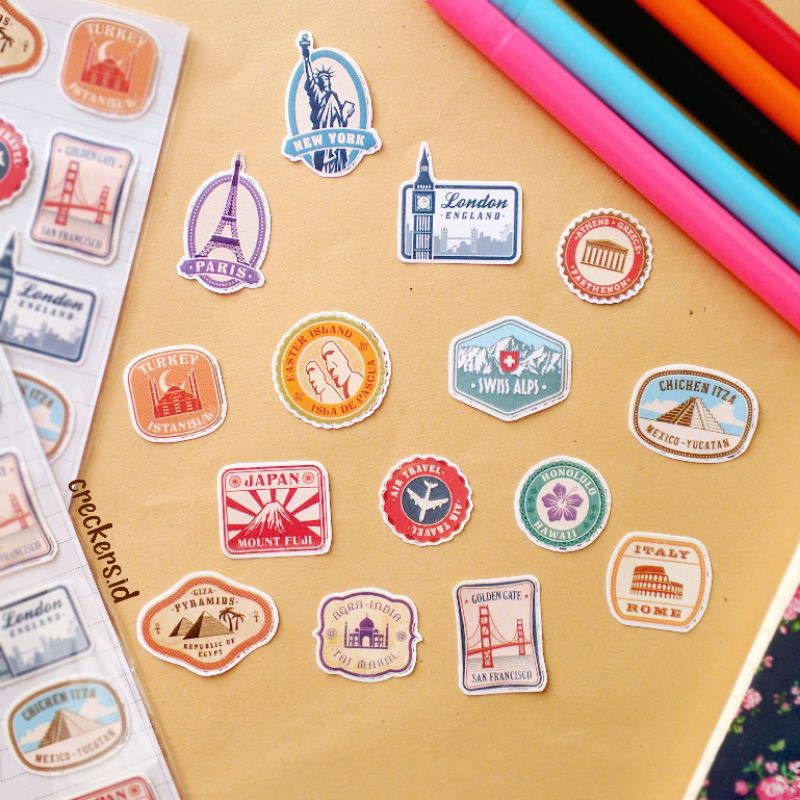 Jual Sticker Perangko Dunia Sticker Jurnal Sticker Deco | Shopee Indonesia