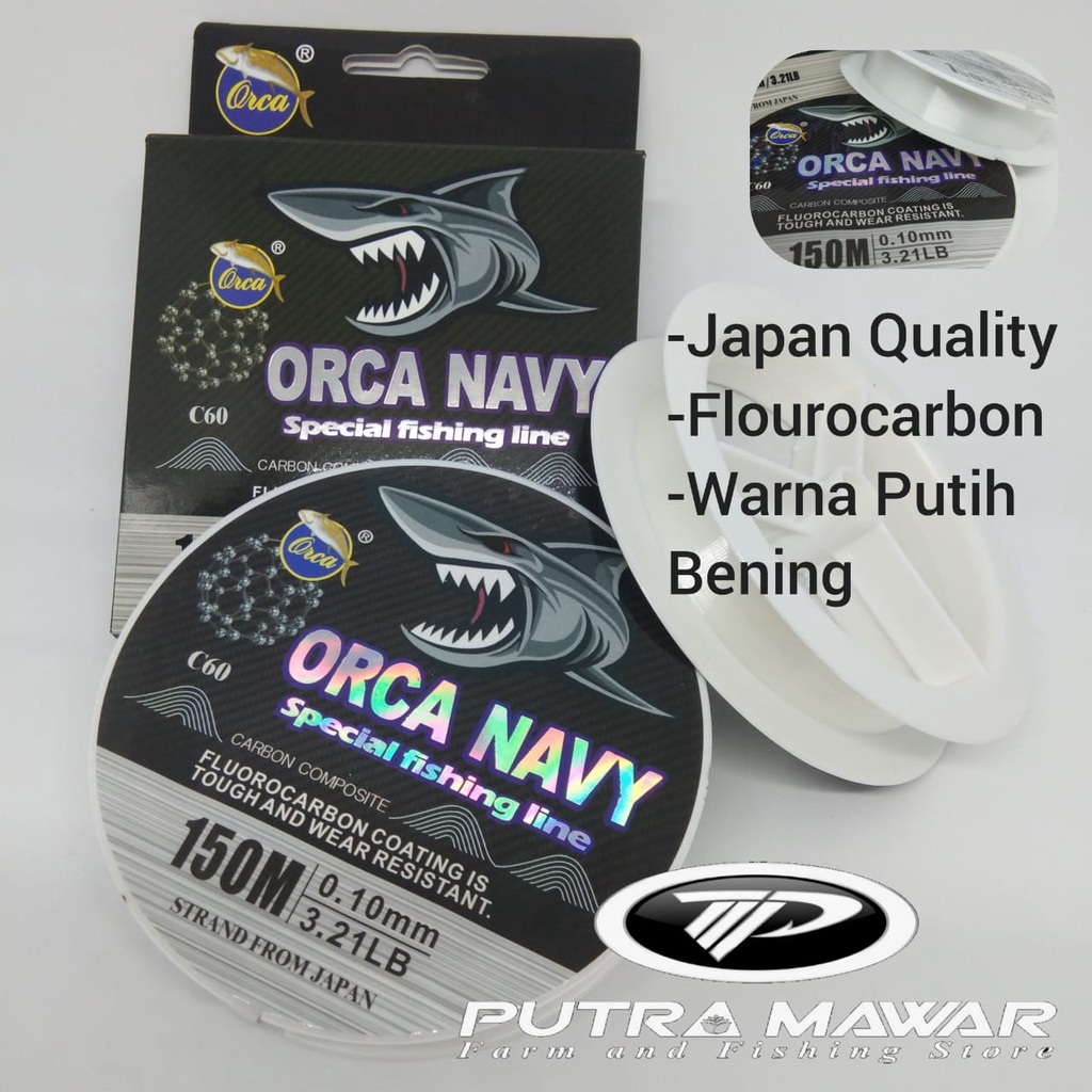Jual Senar Pancing Orca Navy Flourocarbon 150M. Senar Pancing lembut ...