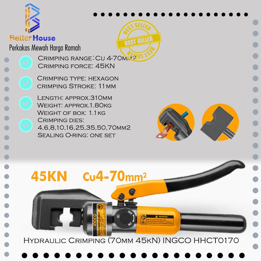 Jual Hydraulic Crimping (70mm 45kN) INGCO HHCT0170 Tang Press Skun ...