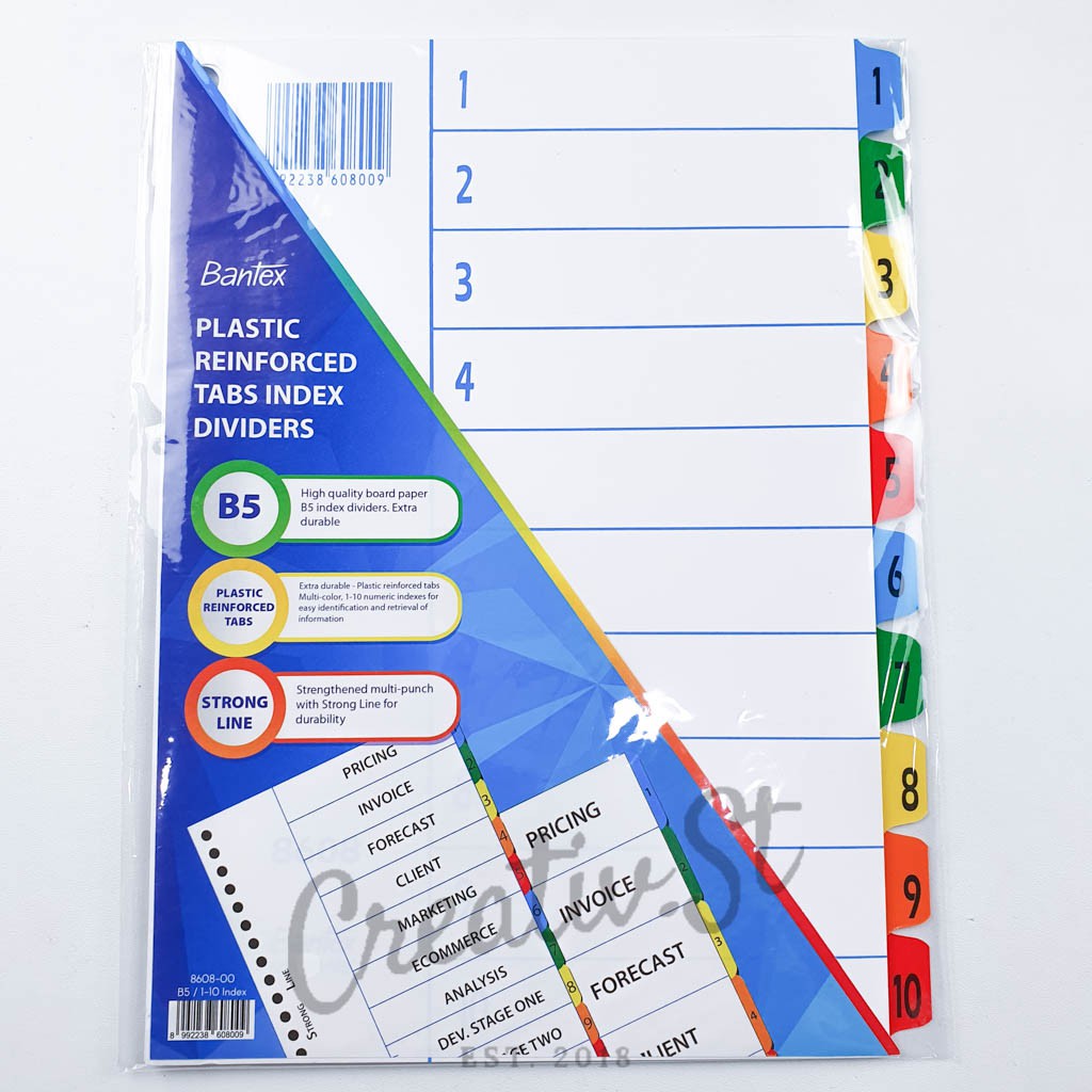 Jual Bantex Pembatas Binder Loose Leaf Cardboard Divider A5 B5 8610 ...