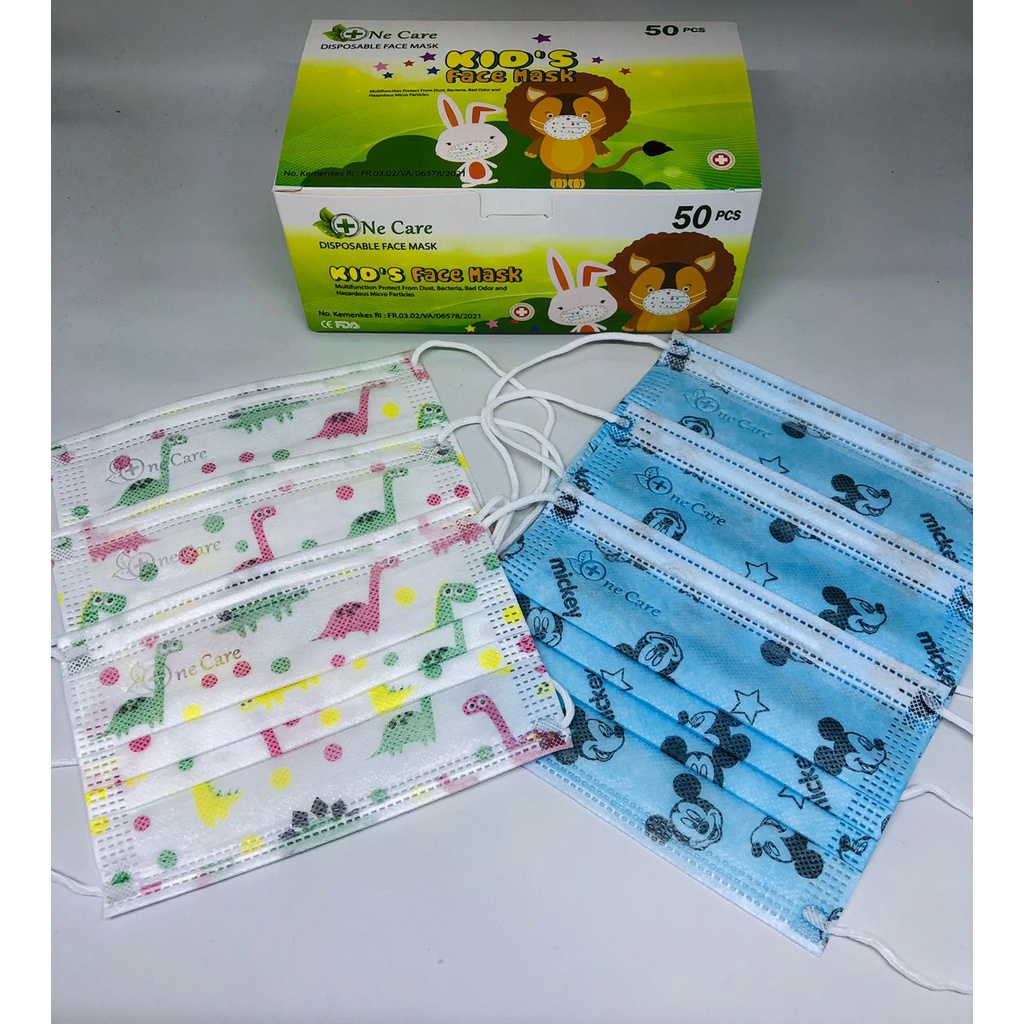 Jual Masker anak motif dino 3ply kids mask earloop one care EMBOS ...