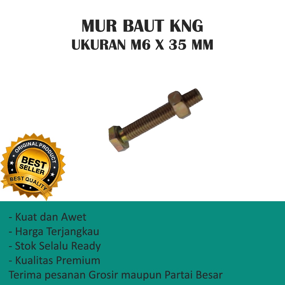 Jual MUR BAUT UKURAN M6 X 35 MM KNG MURAH (HARGA PER 10 PCS) | Shopee ...
