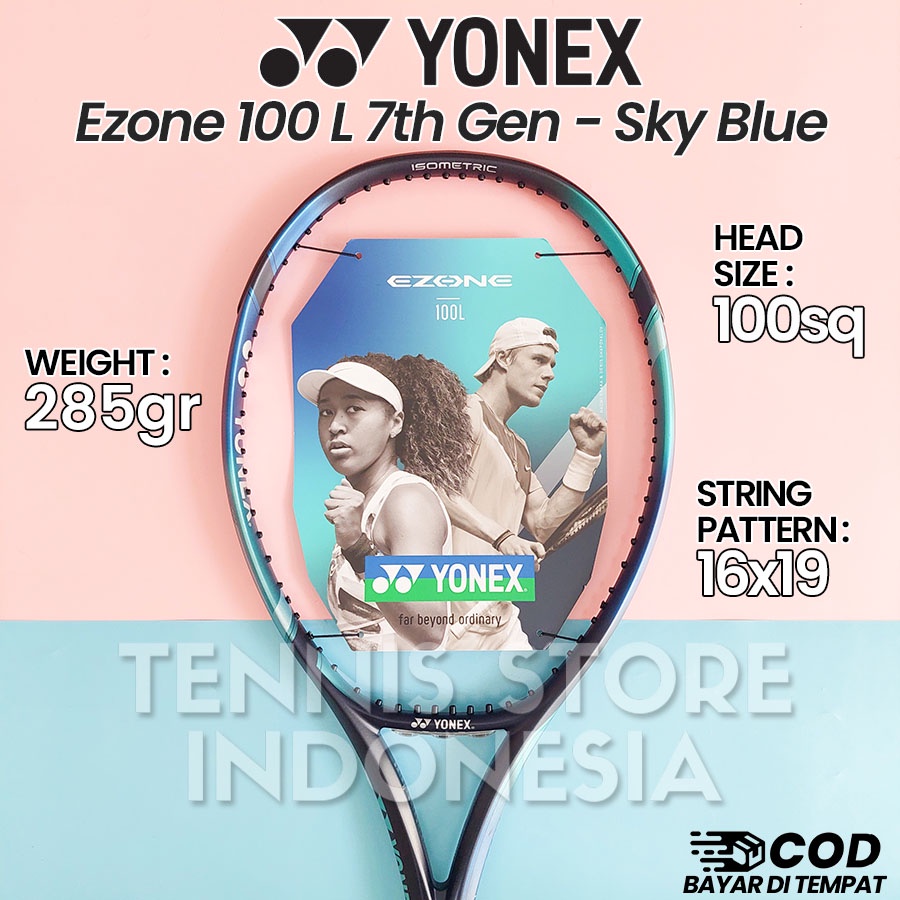 Jual Raket Tenis Yonex Ezone 2022 Sky Blue / 100L 100 L 285 gram 7 gen | Shopee Indonesia