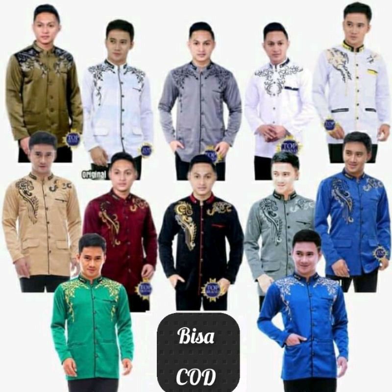 Jual JAZKO SYAMBATIK BORDIR Warna Putih Abu Biru Cream Hitam / JAZKO ...