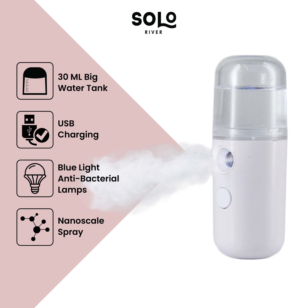 Jual SOLO RIVER Nano Spray Portable Mini USB / Mist Sprayer Perawatan Wajah / Pelembab Wajah ...