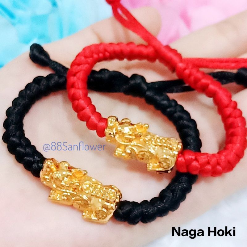 Jual GELANG TALI NAGA EMAS - Tali Hitam Merah Perhiasan XUPING Lapis ...