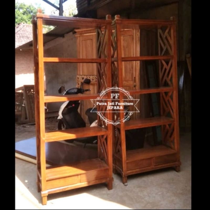 Jual Lemari tempat boneka / hiasan rumah - Rak buku kerja kayu jati ...