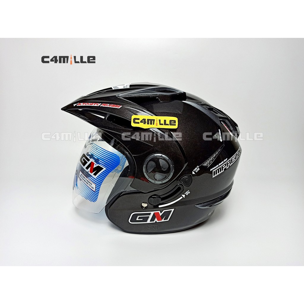 Jual HELM GM NEW IMPREZZA GUN METAL DOUBLE VISOR HALF FACE | Shopee ...