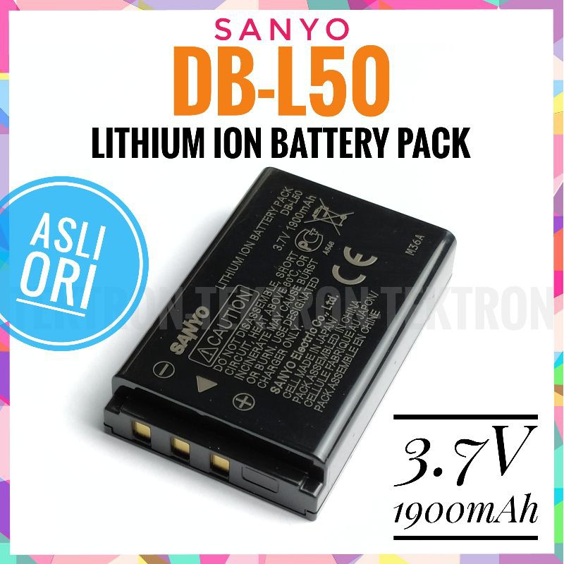 Jual Battery Pack Lithium ion DB-L50 Li-ion 3.7V 1900mAh Sanyo ori asli | Shopee Indonesia