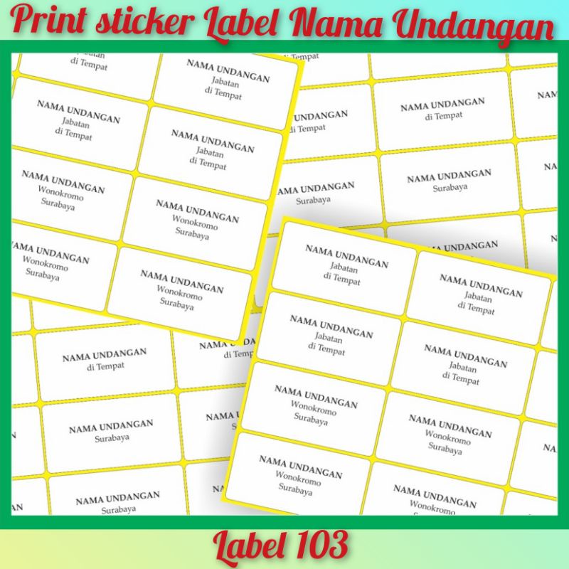 Jual Cetak / Print sticker Label Nama Undangan / Label 103 | Shopee ...