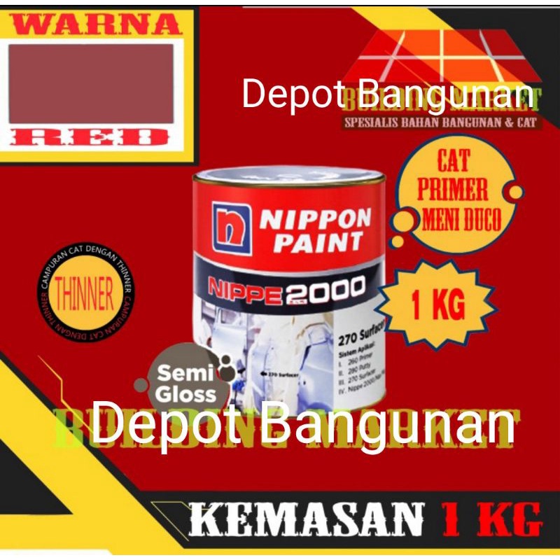 Jual Cat Primer Besi Meni Cat Dasar Nippe 2000 Nippe 260 Primer 1 Kg Paket Red | Shopee Indonesia