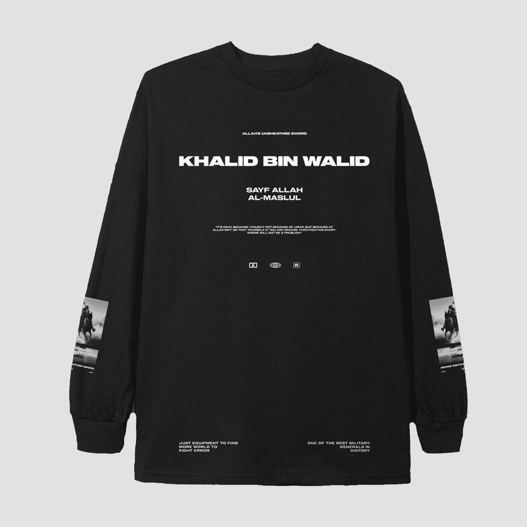Jual RSYD Long Sleeve Khalid Bin Walid Black / Kaos Dakwah Long Sleeve ...