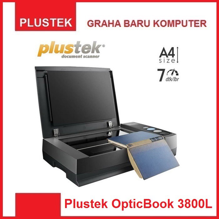 Jual Plustek Opticbook 3800L A4 7ppm Scanner Flatbed Buku Komputer Dokumen Kertas Folio F4 A4 ...