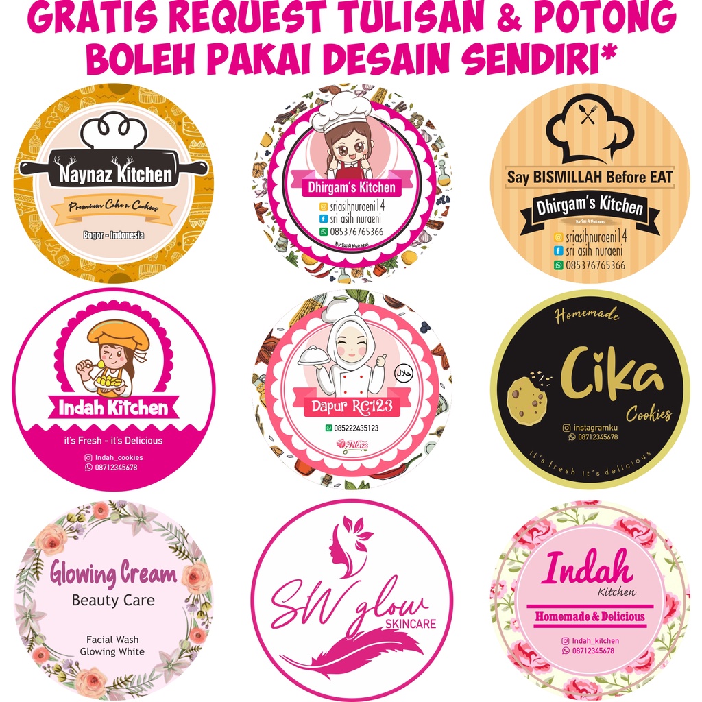 Jual (READY DESAIN) Cetak label sticker makanan snack skincare lucu ...