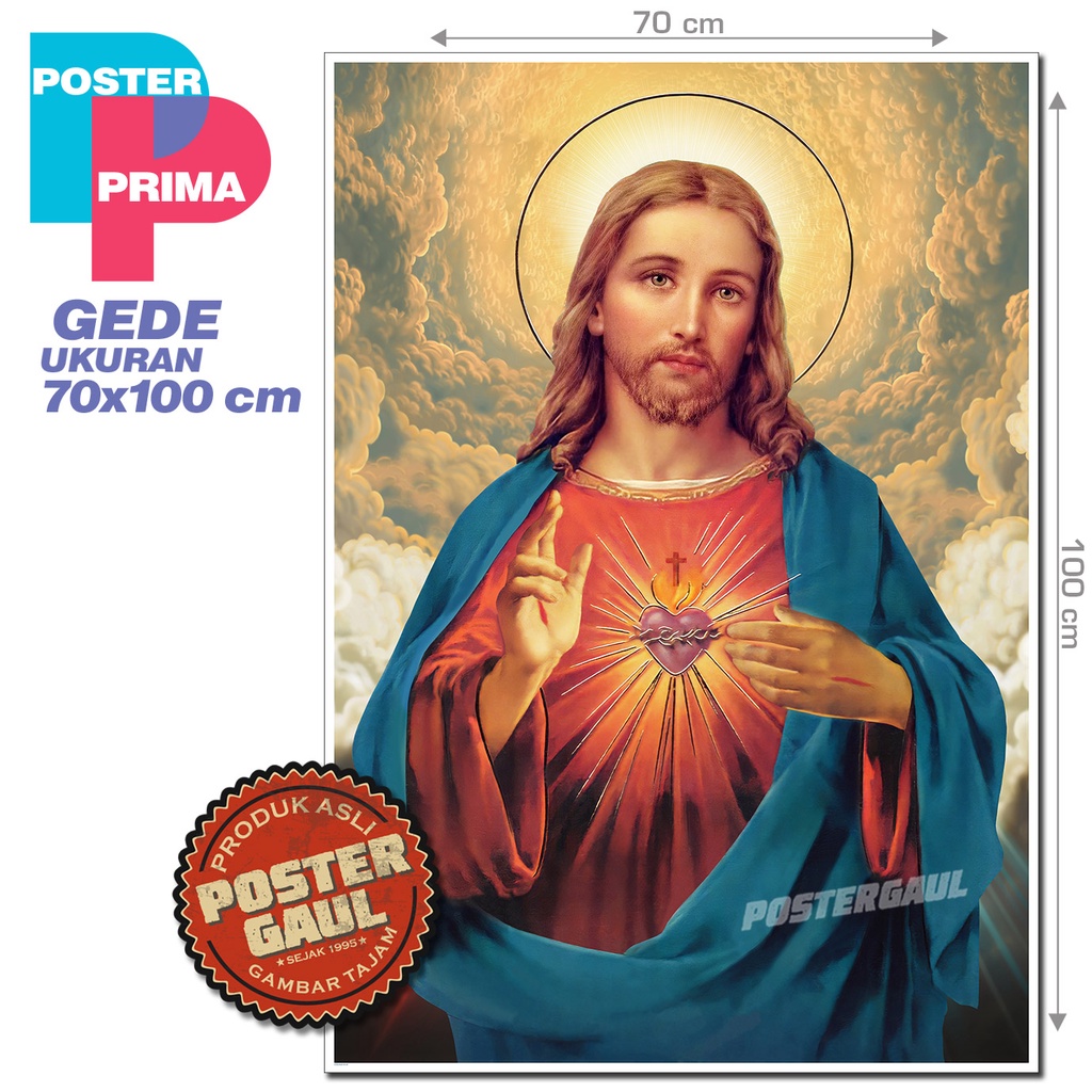 Jual Poster Prima YESUS KRISTUS : HATI KUDUS #PT006 - ukuran 70 x 100 ...