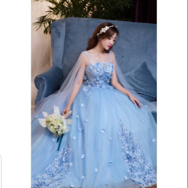 Jual Gaun Pengantin Blue Ocean Flower | Shopee Indonesia
