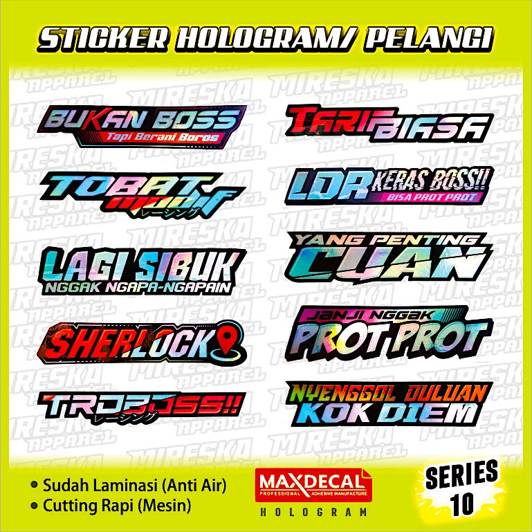 Jual Terbaru!! Stiker Viral Hologram Terlaris Racing Series 10 ...
