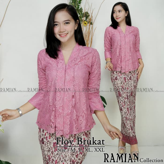 Jual Setelan Kebaya Brukat / Set Kebaya Floy Brukat Modern / Kebaya Kutubaru Brokat Dusty Pink ...
