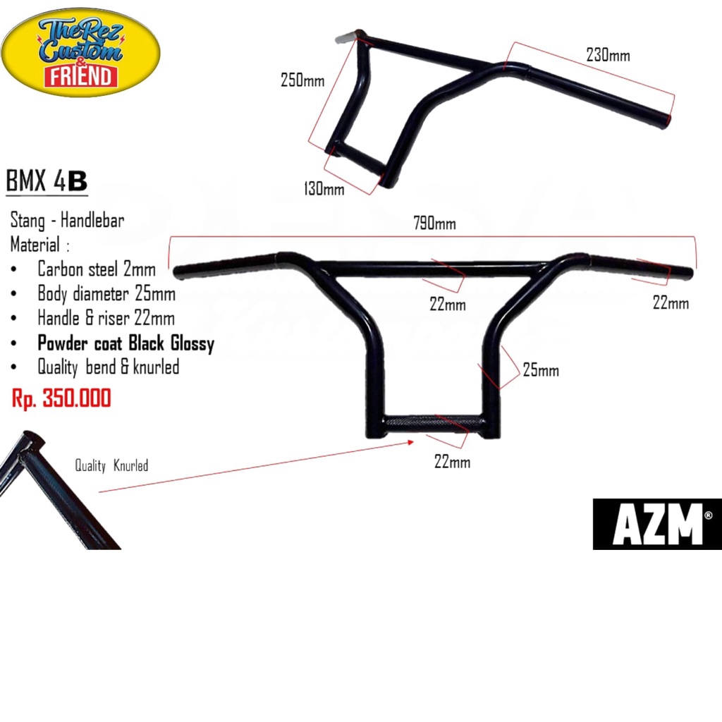 Jual Stang Custom Stang Motor Stang Chopper Stang BMX 4B Hitam | Shopee ...