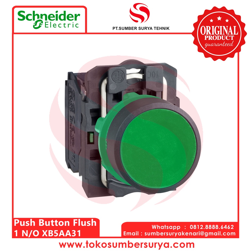Jual Push Button Flush Warna Hijau Saklar Listrik ON OFF SNI XB5AA31 ...