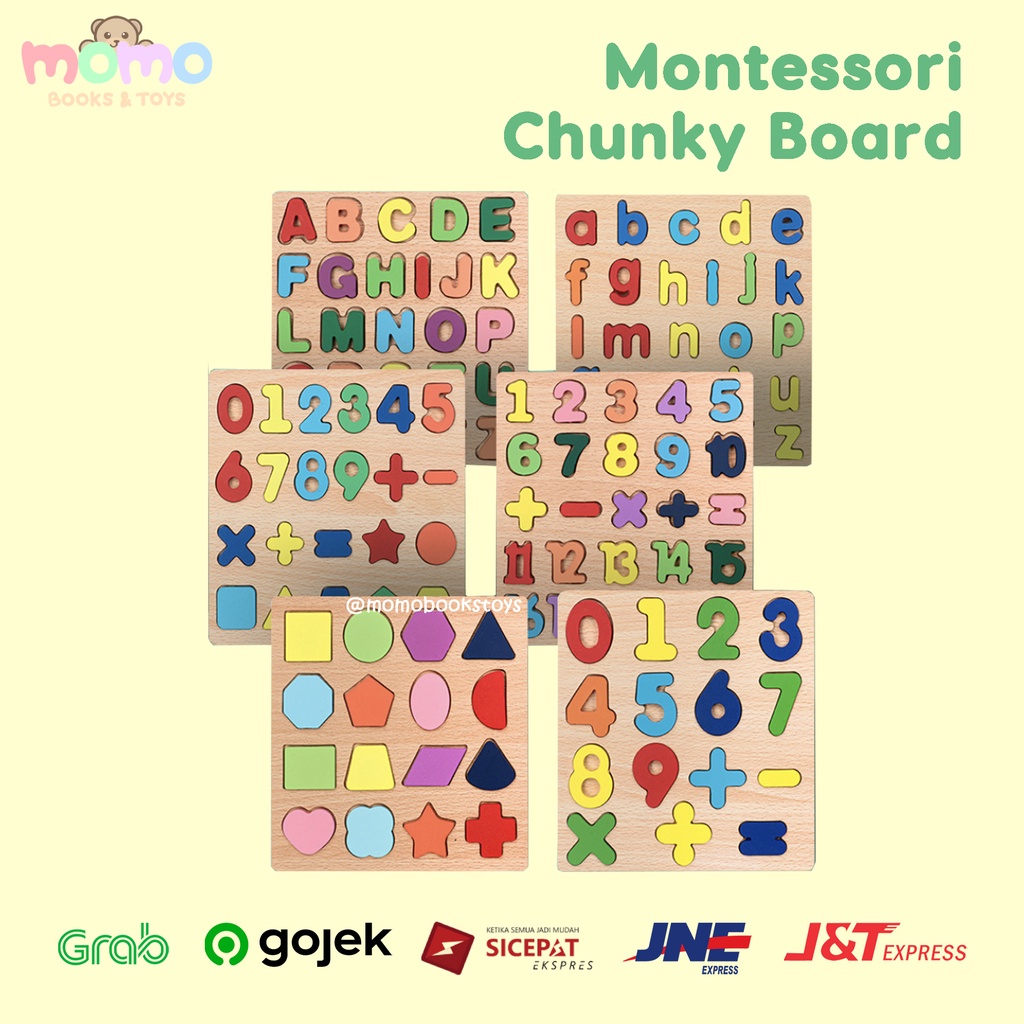 Jual [MOMO] Puzzle Kayu 3D Belajar Huruf Alfabet ABC Angka Bentuk ...