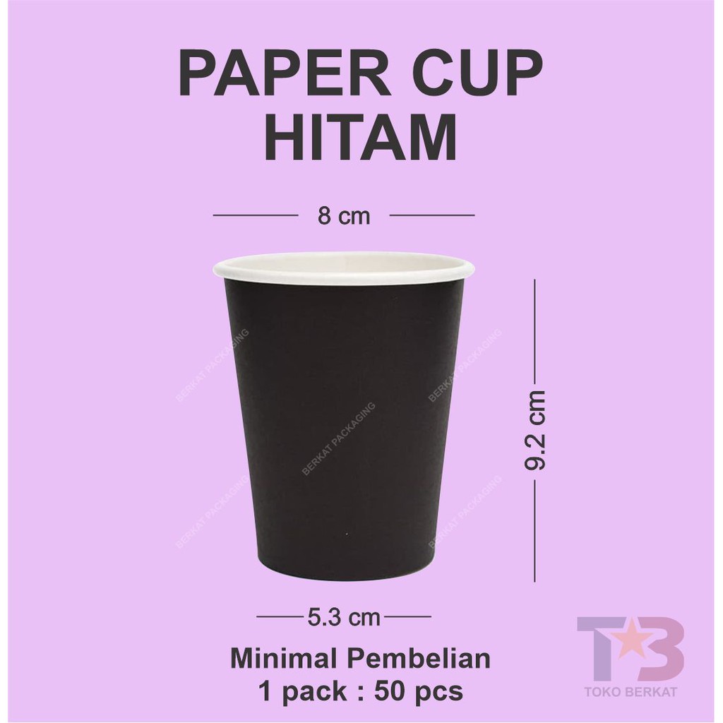 Jual Paper Cup Polos 8oz HITAM / Paper Cup Hot HITAM / Sablon / Cetak ...